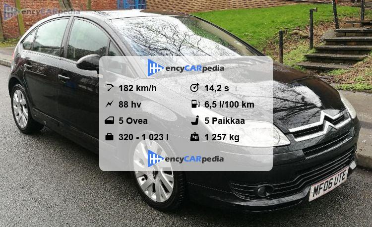 Citroën C4 1.4i 16v tekniset tiedot (2005-2010), suorituskyky, mitat ja ...