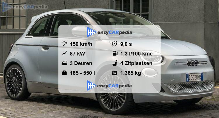 Fiat 500e Long Range specs (2020-heden), prestaties, carrosserie ...