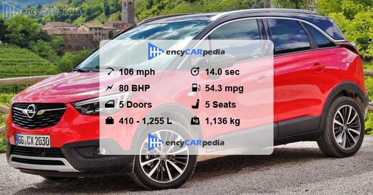Vauxhall Crossland X 1.2 specs (2017-2020), performance, dimensions ...