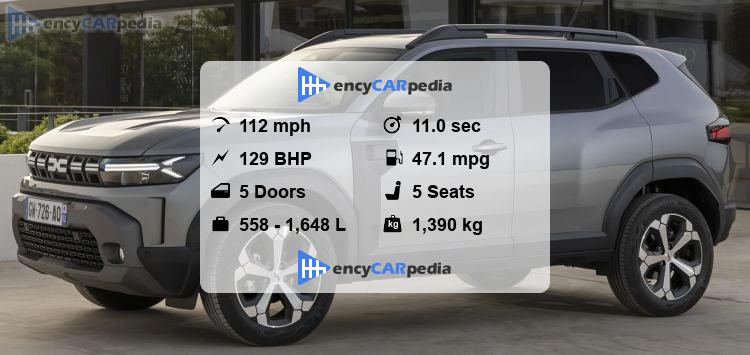 Dacia Duster TCe 130 4x4 specs (2024-present), performance, dimensions ...