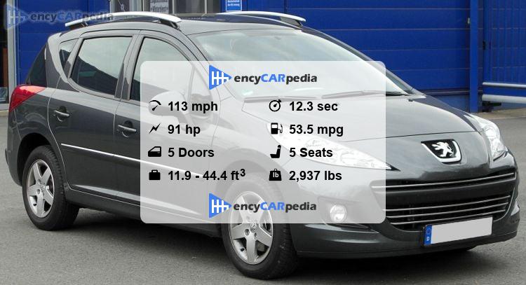 Peugeot 207 SW HDi FAP 90 specs (2010-2014): performance, dimensions ...
