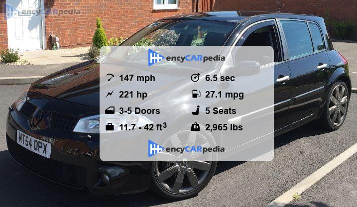 Renault Megane Sport 225 specs (2004-2009): performance, dimensions ...