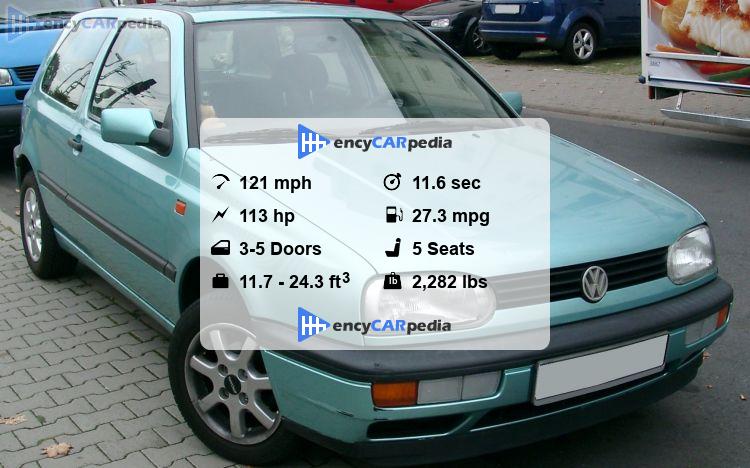 Volkswagen Golf GL 2.0 (Mk3) specs (1993-1996): performance, dimensions ...