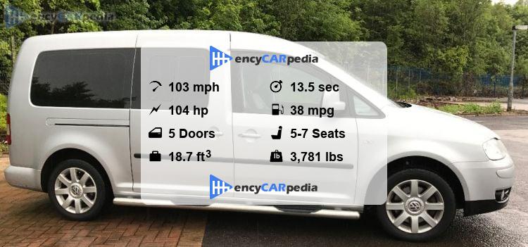 Volkswagen Caddy Maxi Life 1.9 TDI 105 (Typ 2K) specs (2008-2010 ...