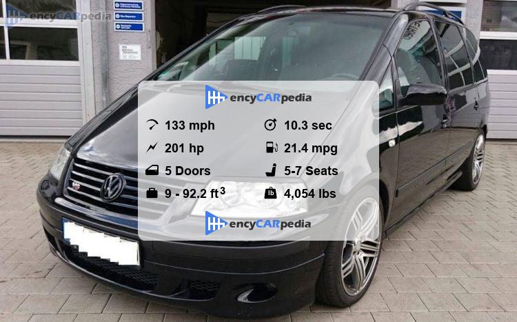 Volkswagen Sharan V6 4Motion specs (2006-2010): performance, dimensions ...