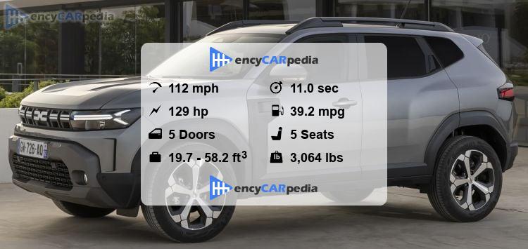 Dacia Duster TCe 130 4x4 specs (2024-present): performance, dimensions ...
