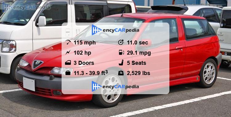 Alfa Romeo 145 1.6 specs (1994-1997): performance, dimensions ...